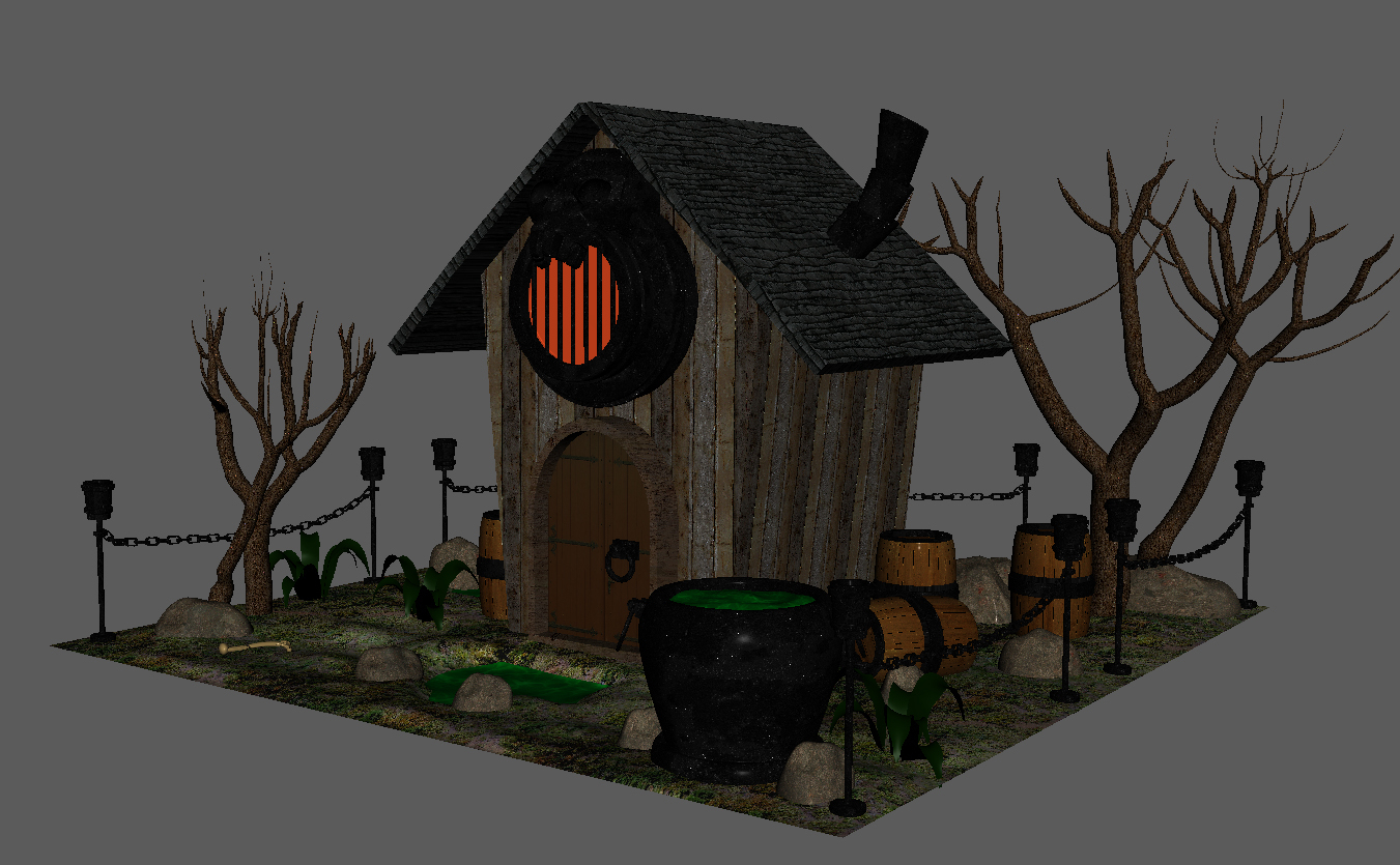 cartoon witch house 3d model