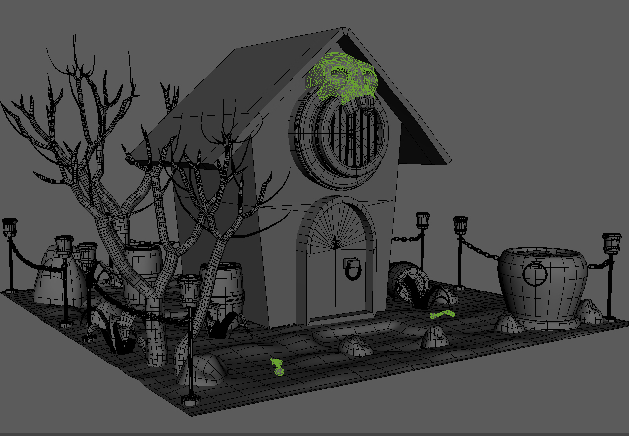 cartoon witch house 3d model
