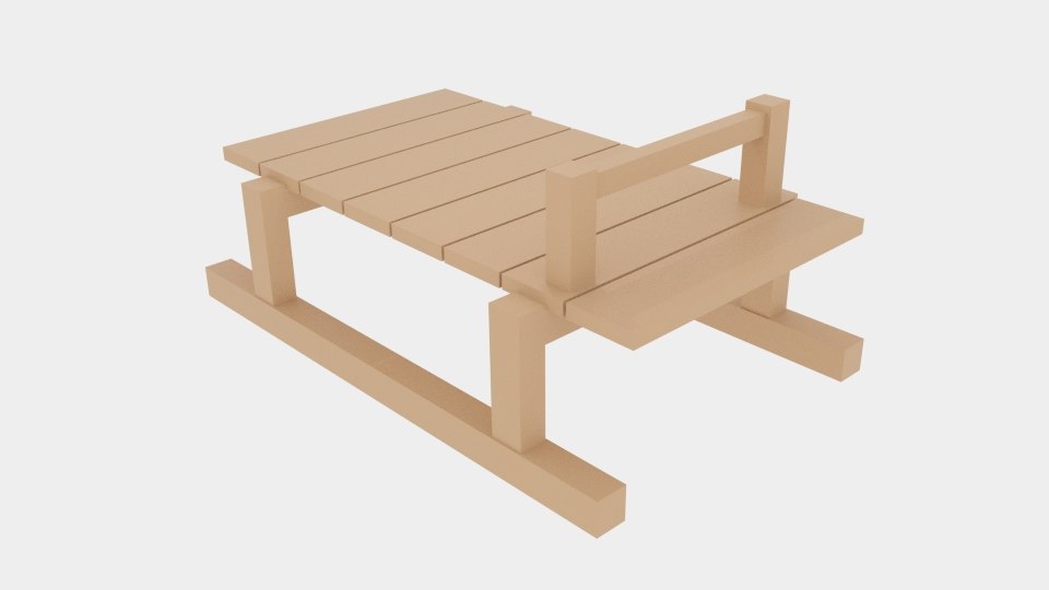 free simple wood sledge 3d model