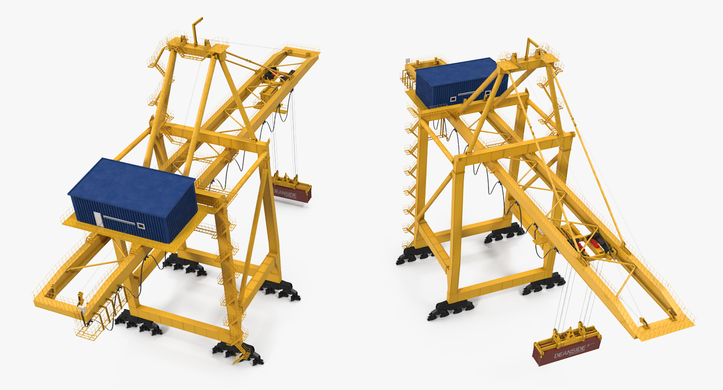 quayside container crane rigged 3d model