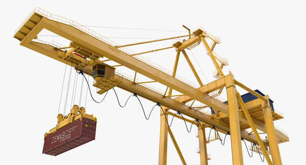 quayside container crane rigged 3d model