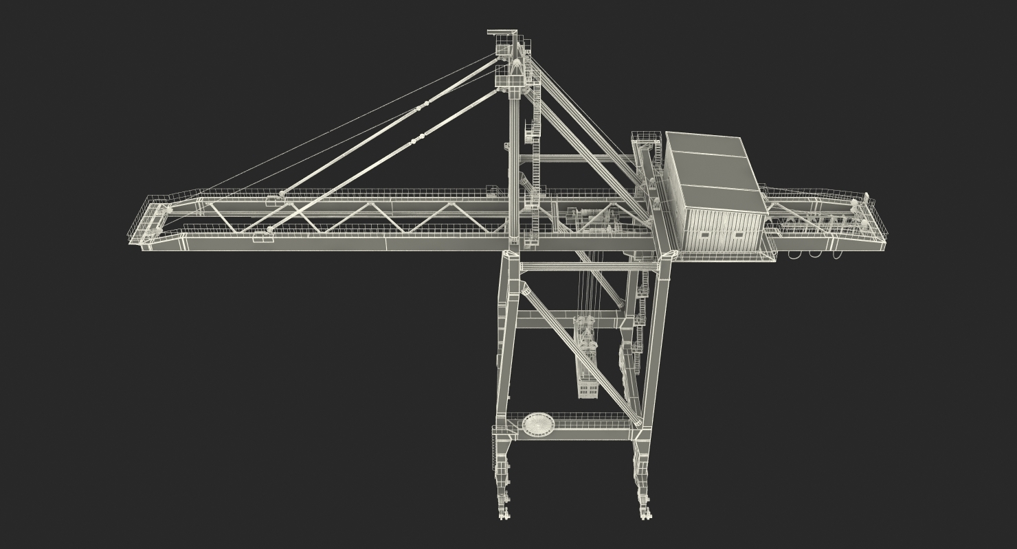 quayside container crane rigged 3d model
