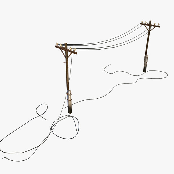 electric pole wire 3d model