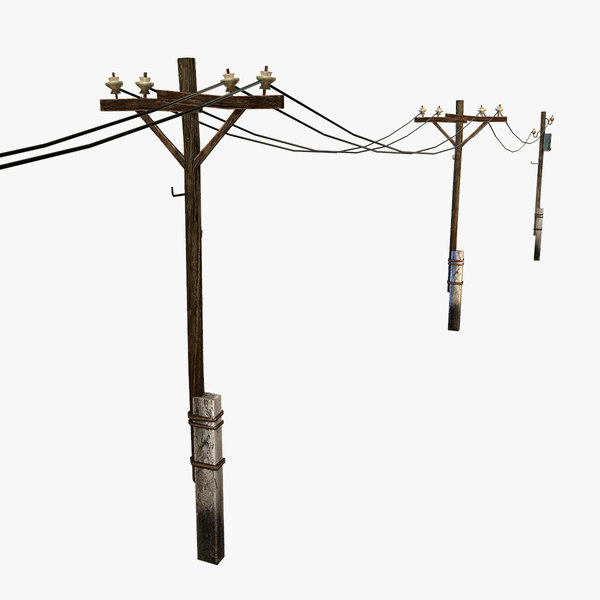 electric pole wire 3d model