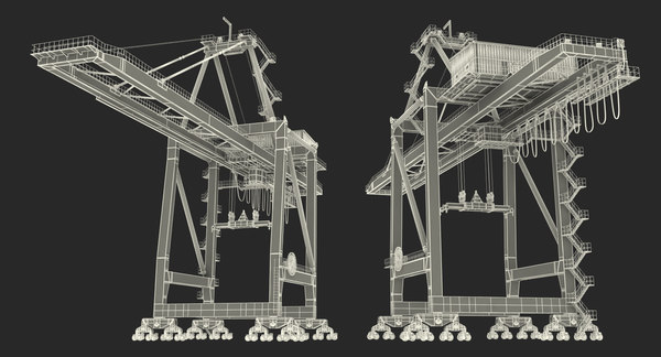 3d model container handling gantry crane