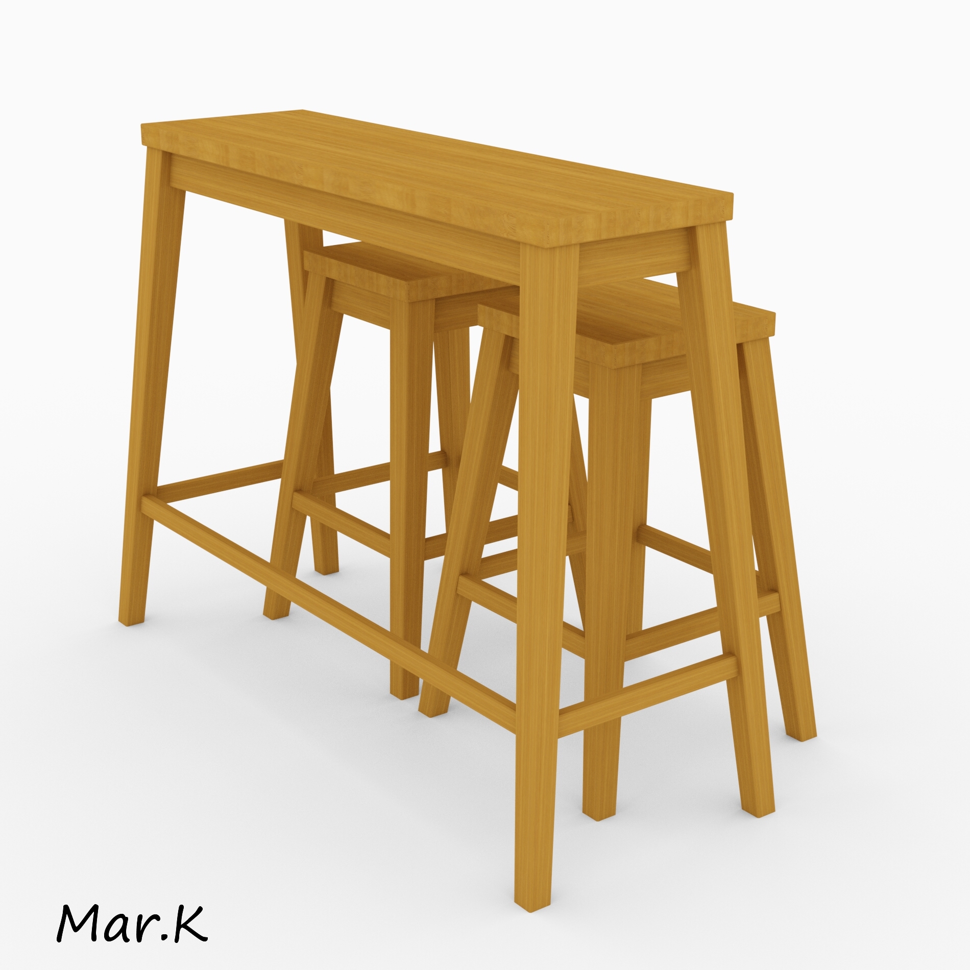 3d model of bar table chairs