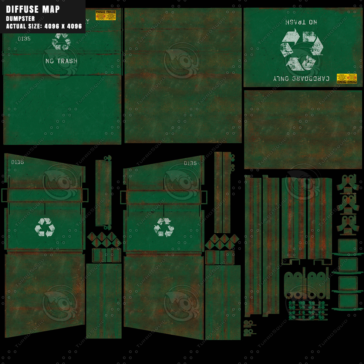 3d model of recycling dumpster