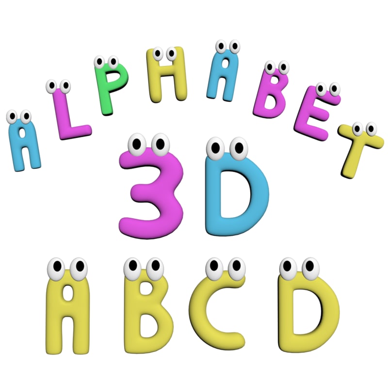 3d model advertising alphabet rigged