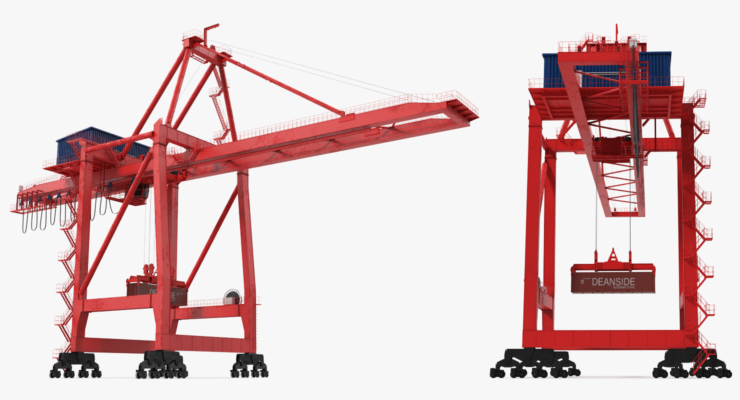 3d model port container crane red