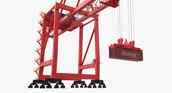 3d model port container crane red
