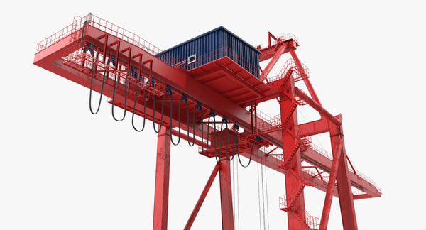 3d model port container crane red