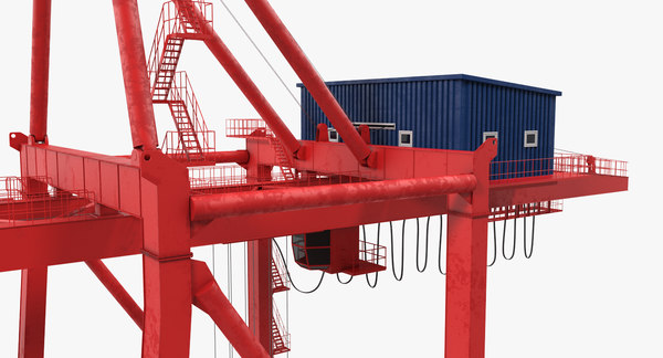 3d model port container crane red