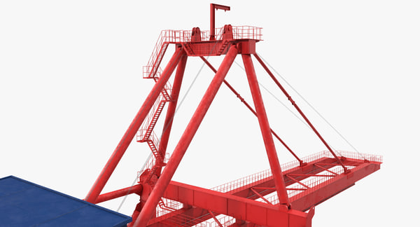 3d model port container crane red