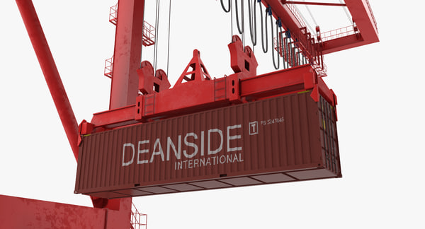 3d model port container crane red