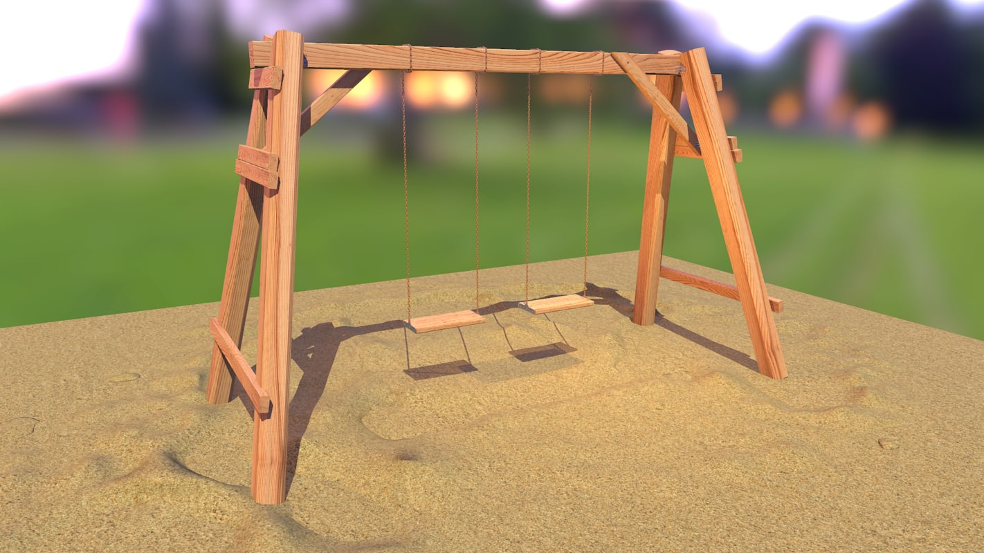 3ds max wooden swing country