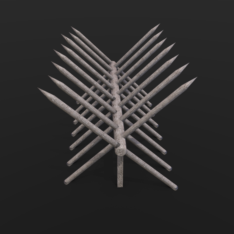 3d model ready wooden spike barricade