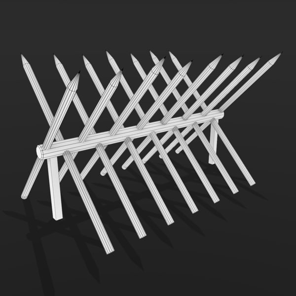 3d model ready wooden spike barricade