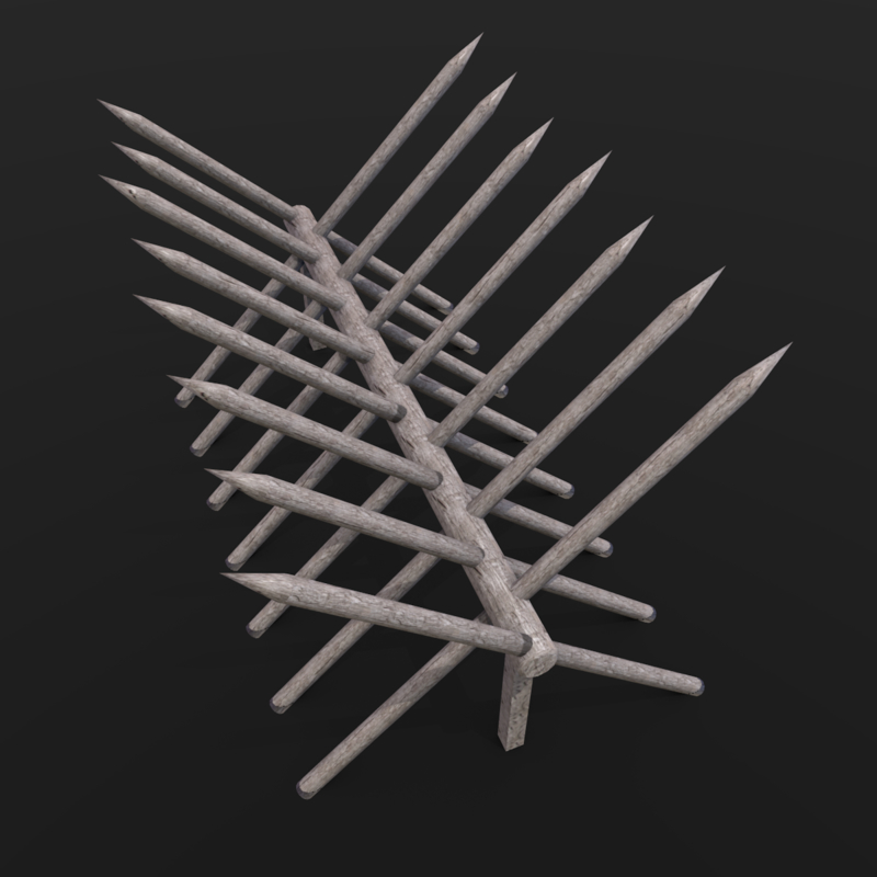 3d model ready wooden spike barricade