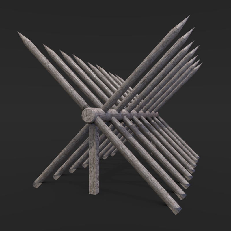 3d model ready wooden spike barricade