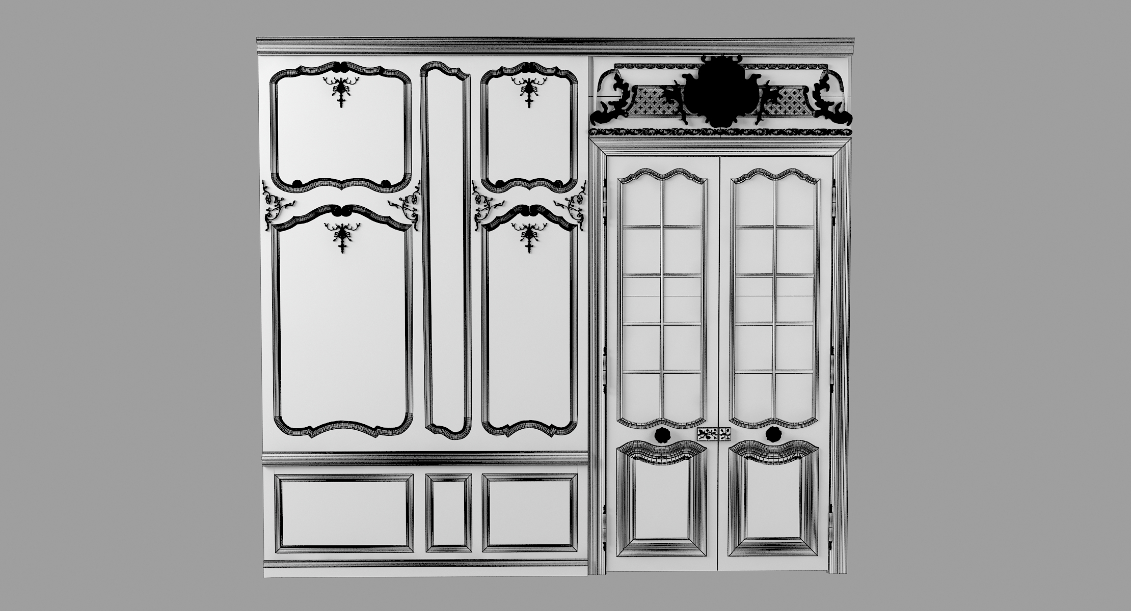 3d baroque victorian wall model