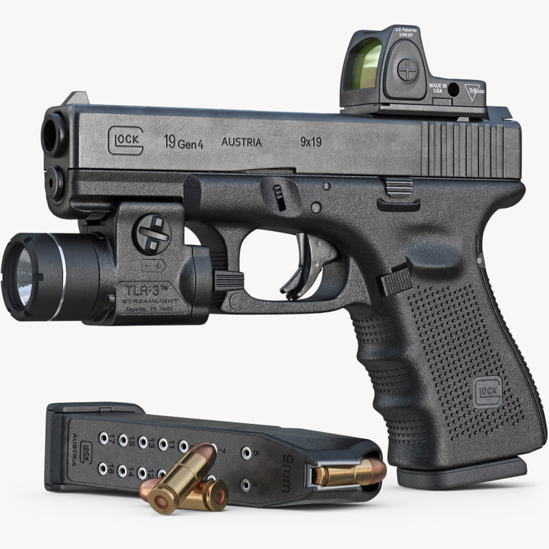 modelo 3d Pistola Glock 19 Gen 4, alcance, linterna - TurboSquid 1095902