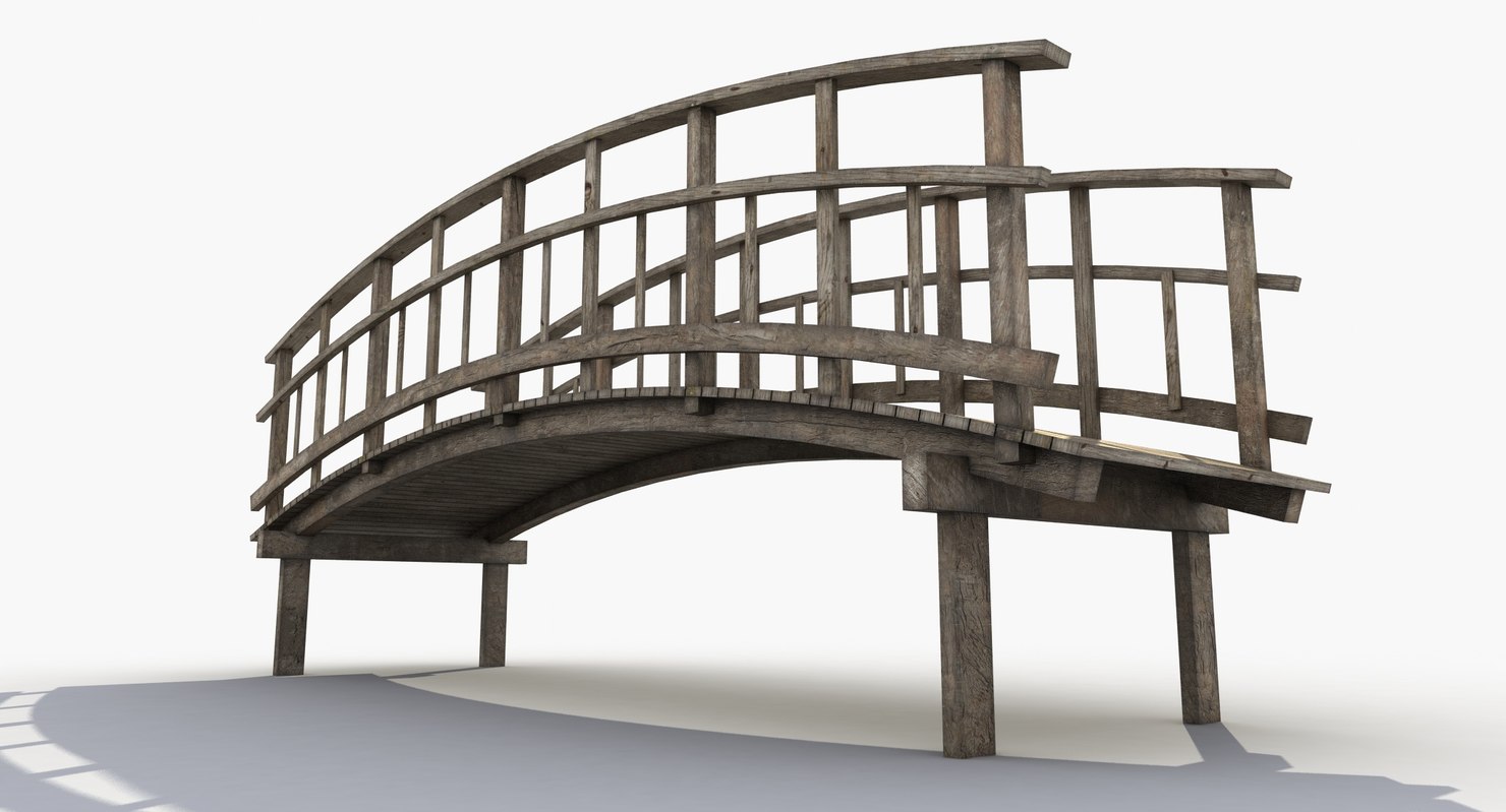 3d model wood wooden bridge
