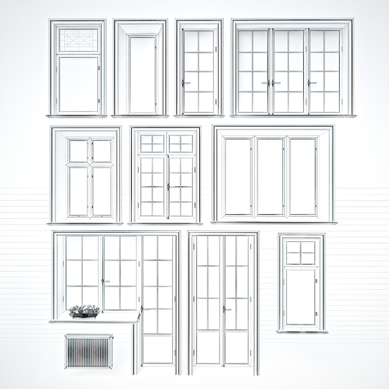 3d classic window set model