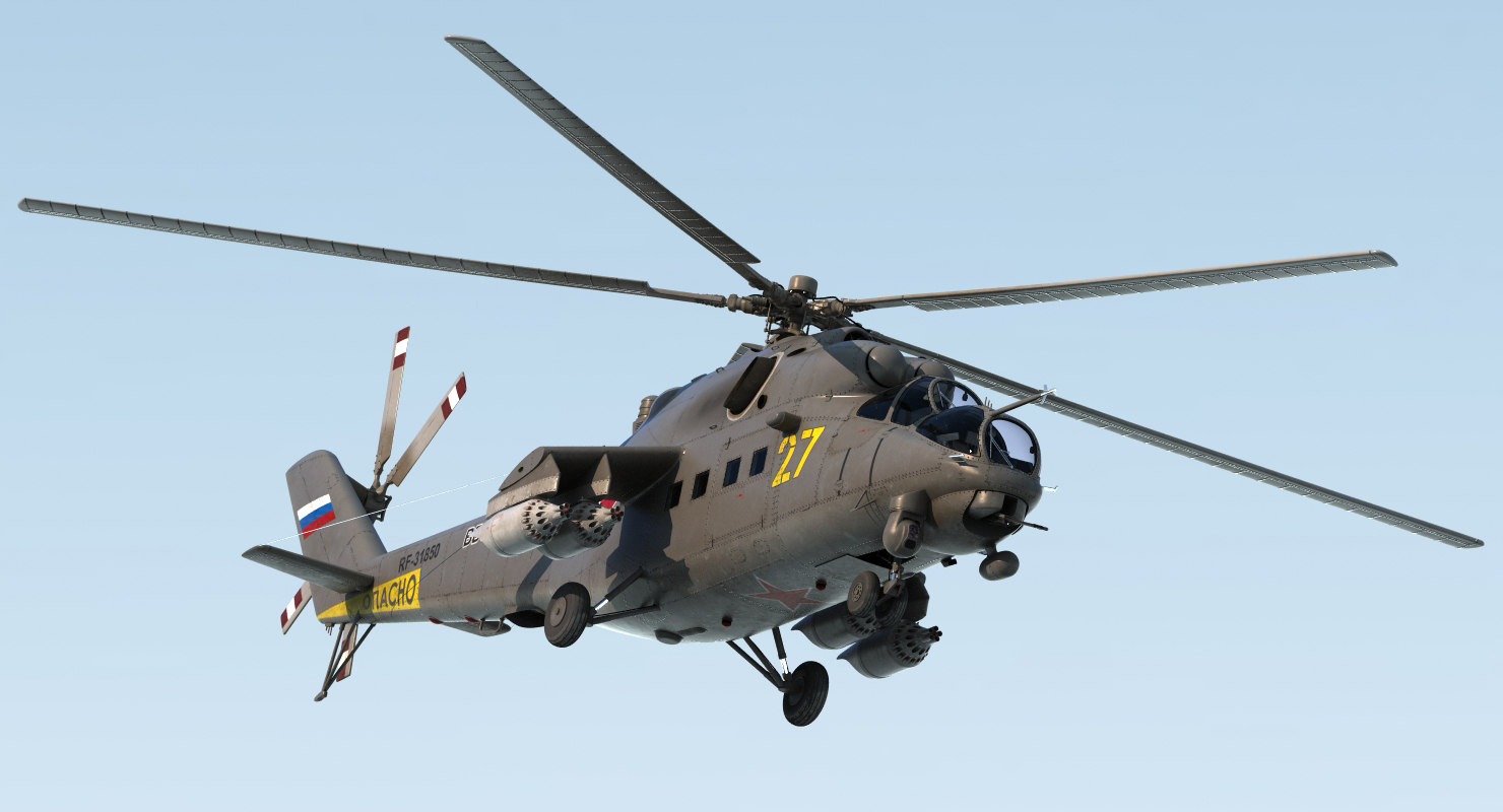 russian large helicopter gunship 3d model