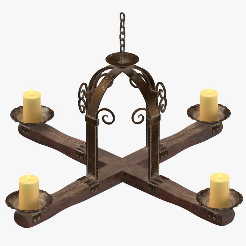 3d model of medieval candle chandeliers