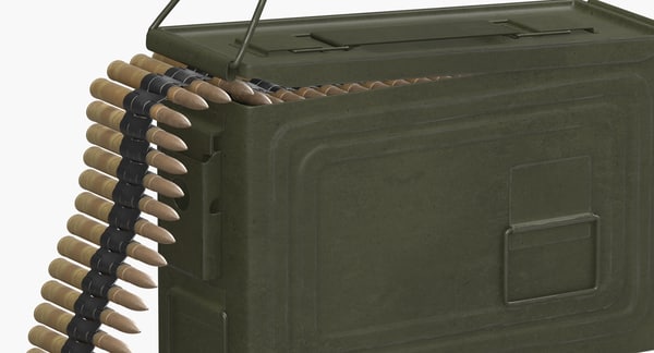 3d model machine gun ammunition box