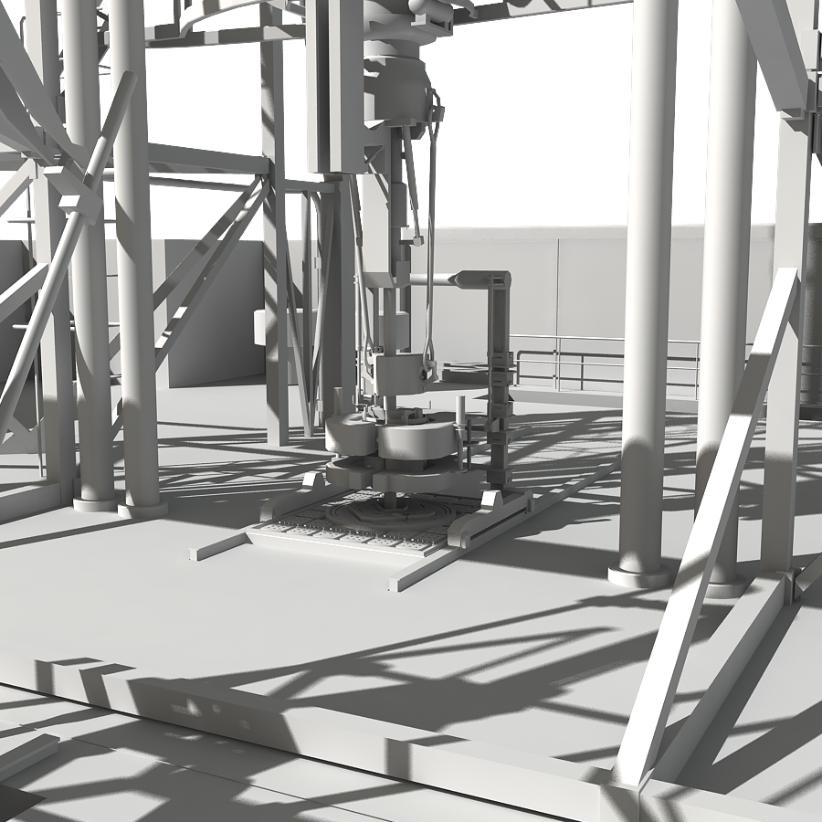 3d model oil rig semi-submersible white