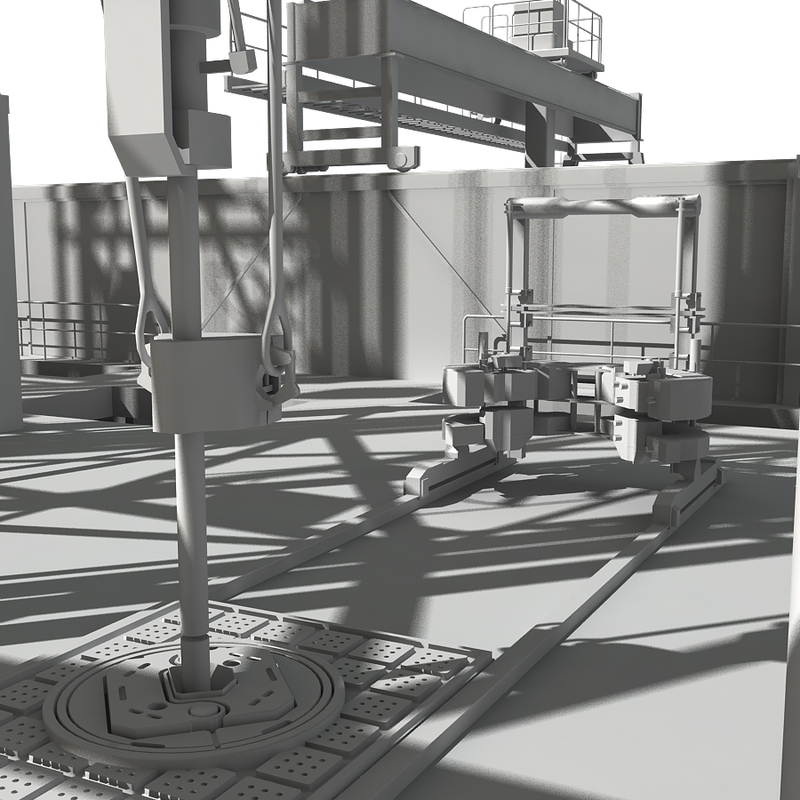 3d model oil rig semi-submersible white