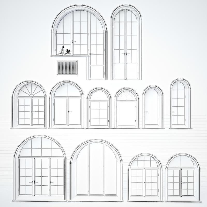 3d classic window set model