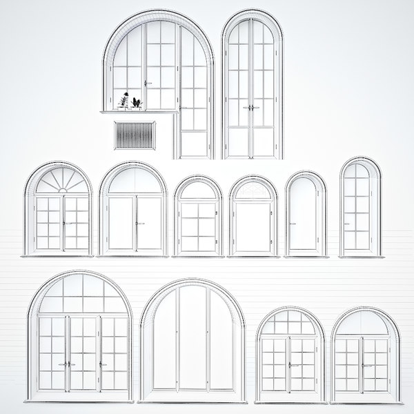 3d classic window set model