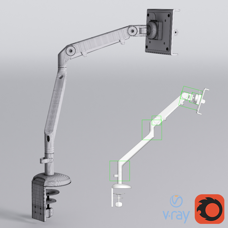 humanscale m2 monitor arm 3d model