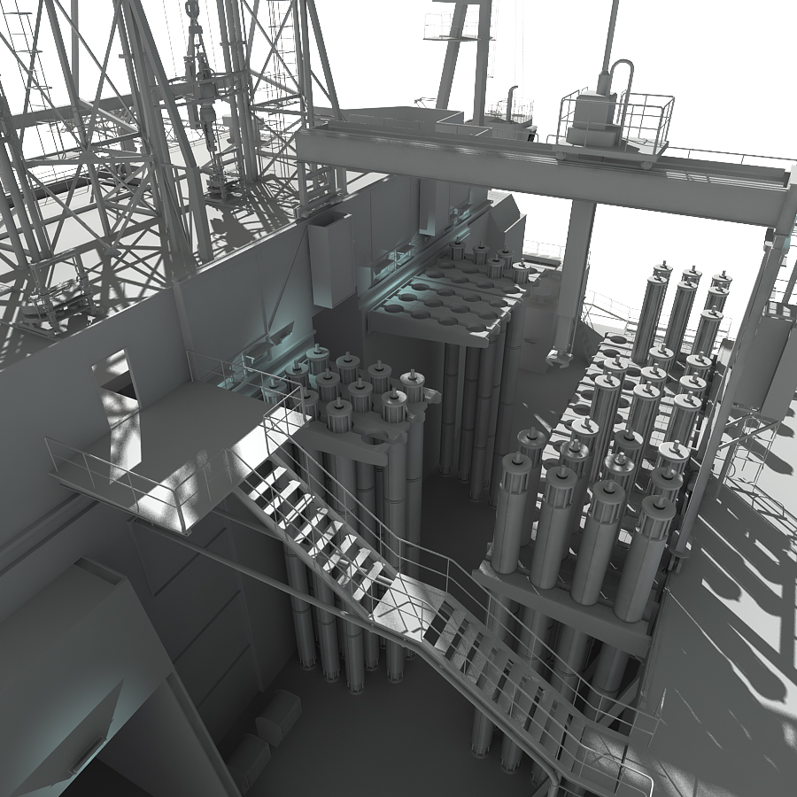 3d model oil rig semi-submersible white