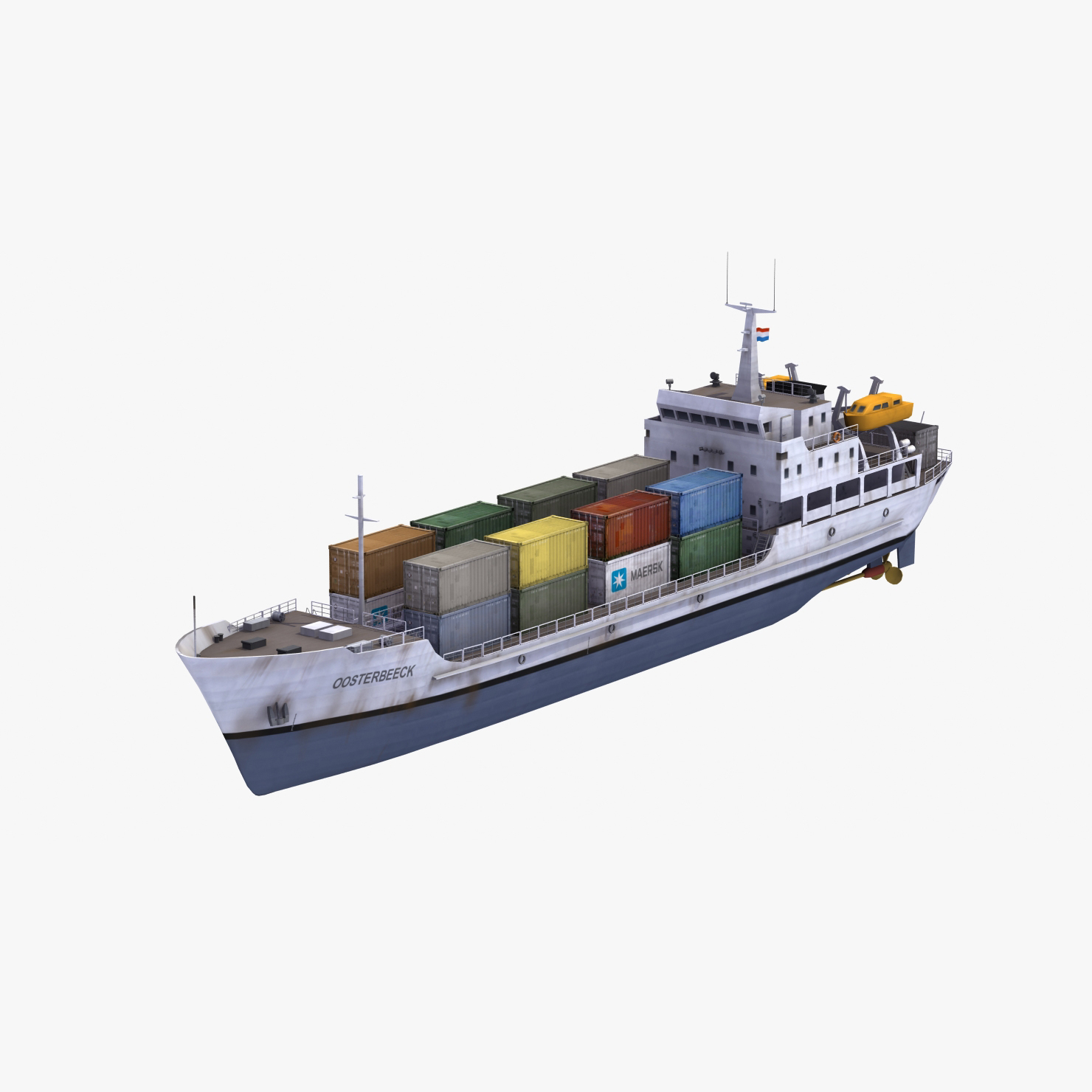 3d model of small cargo container ship