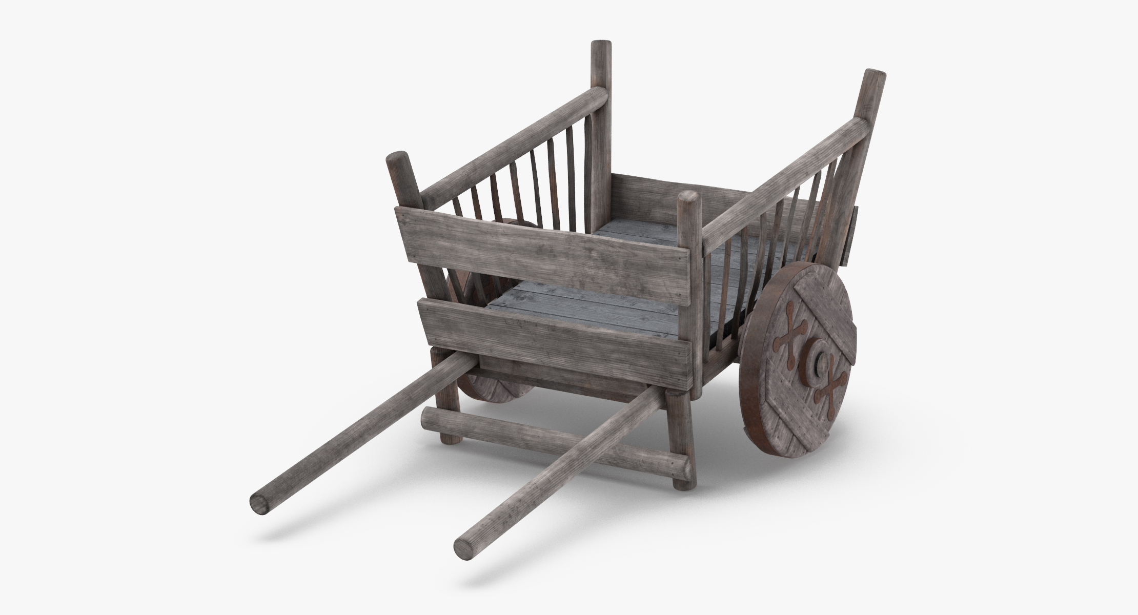 3d model medieval wagon hand cart