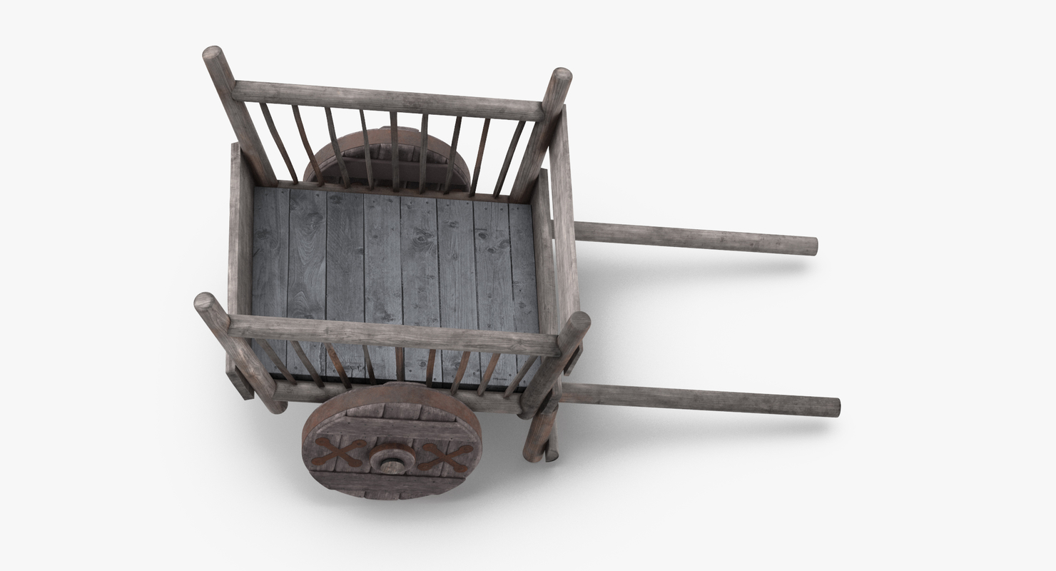 3d model medieval wagon hand cart