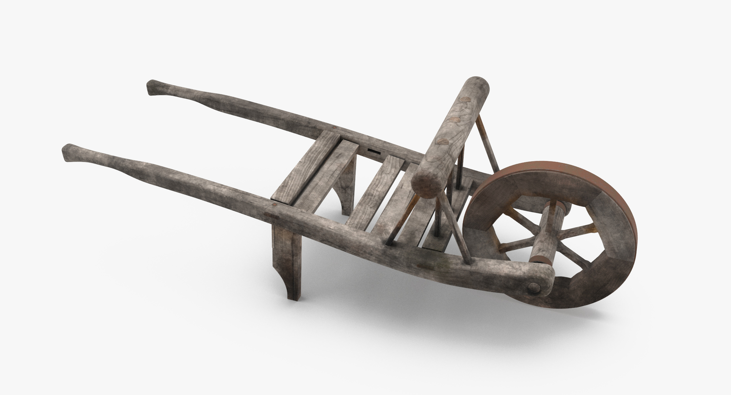 3d medieval wheelbarrow wagon cart