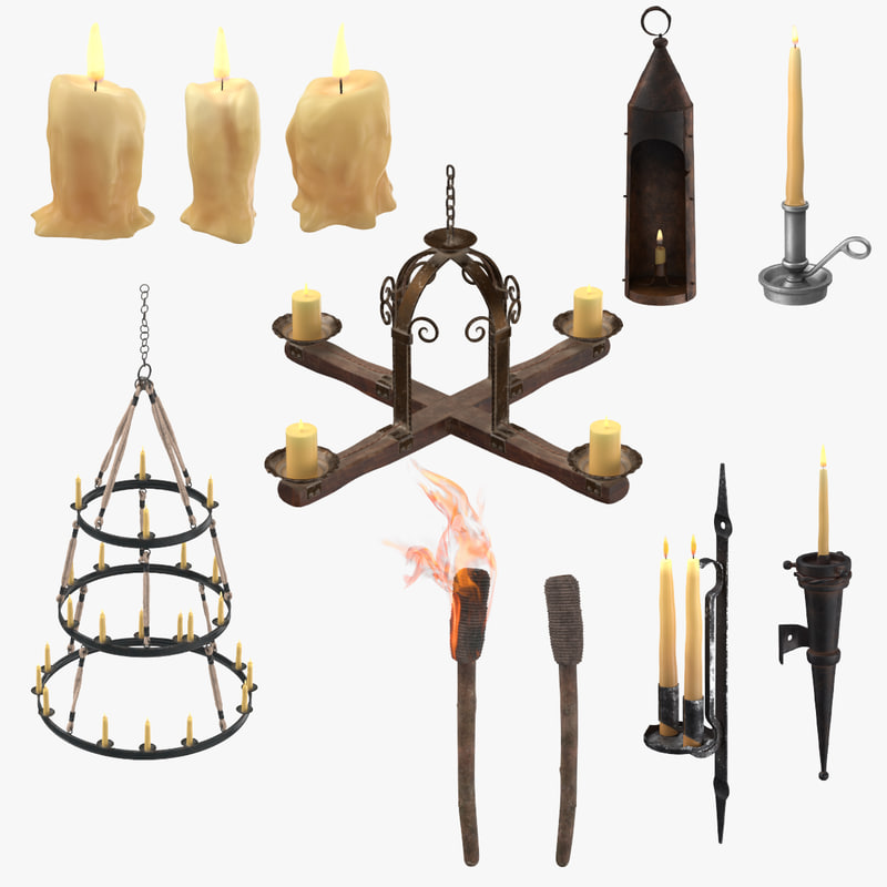 medieval lighting set 3d model