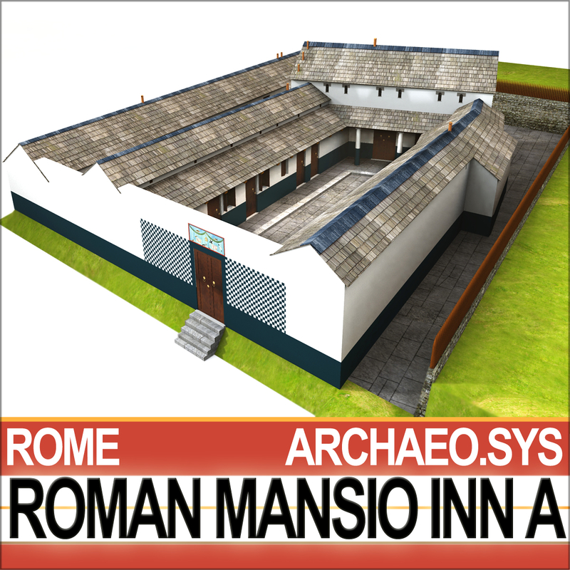 3d ancient roman mansio inn model