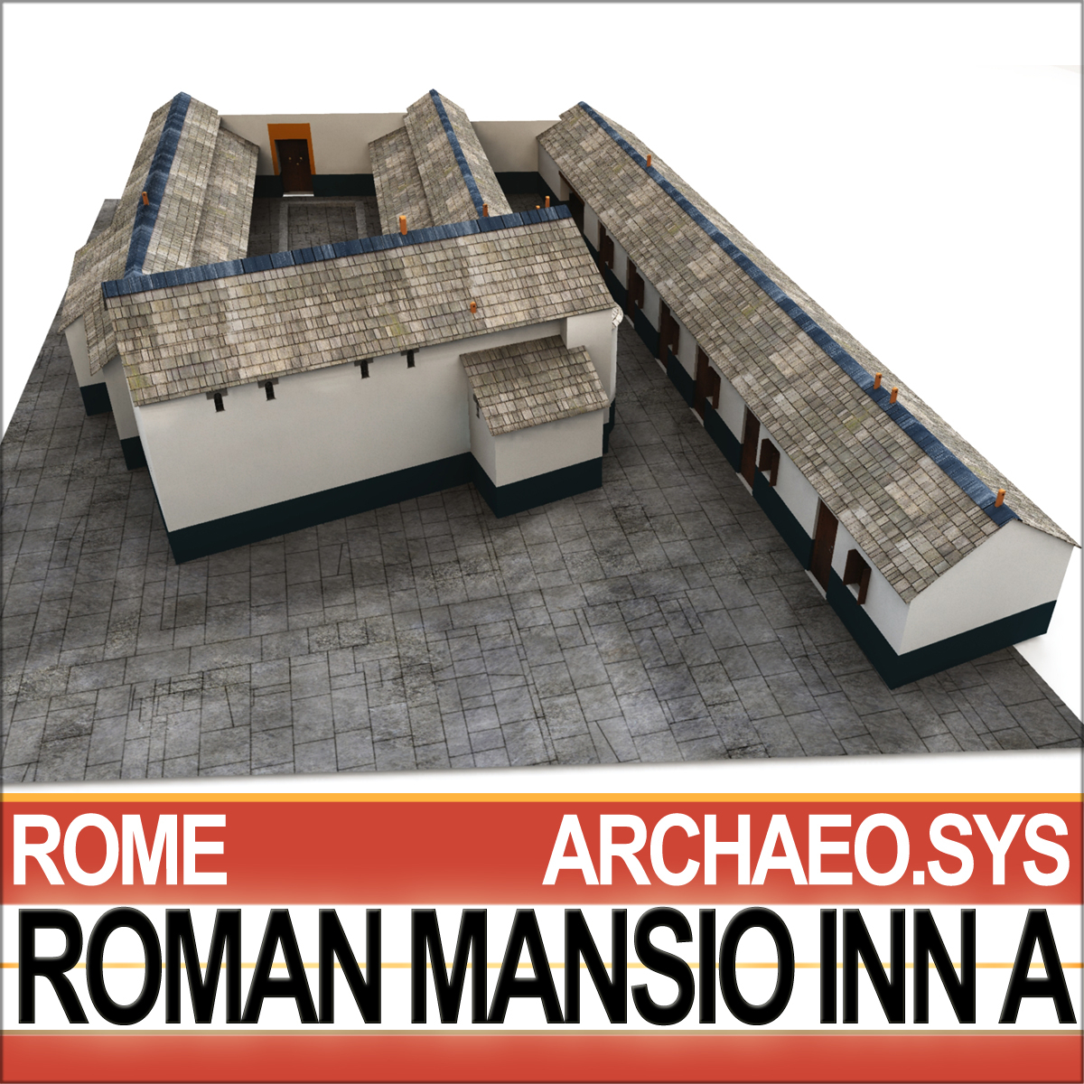 3d ancient roman mansio inn model