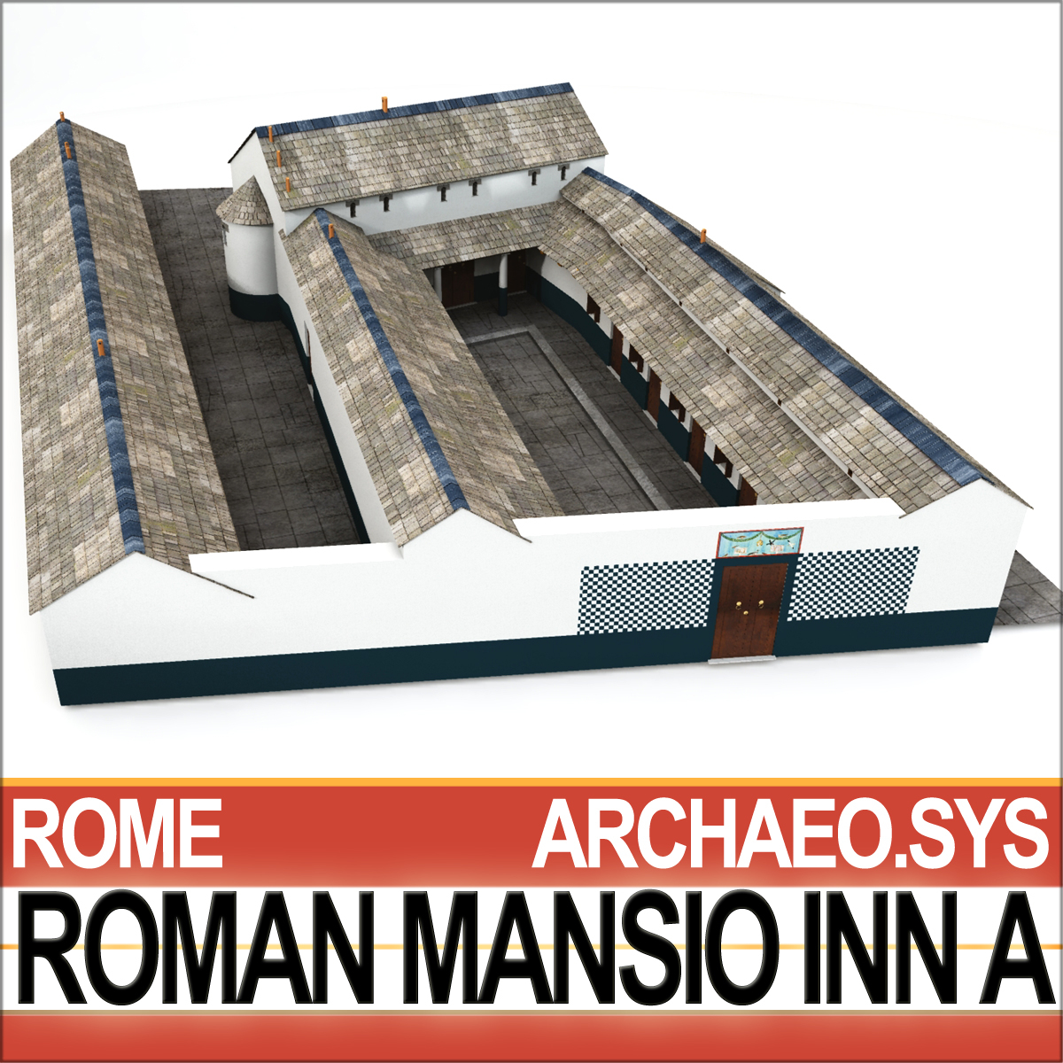 3d ancient roman mansio inn model