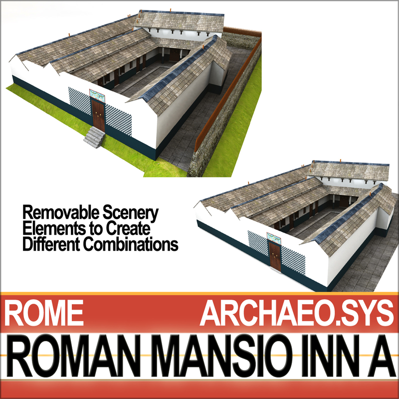 3d ancient roman mansio inn model
