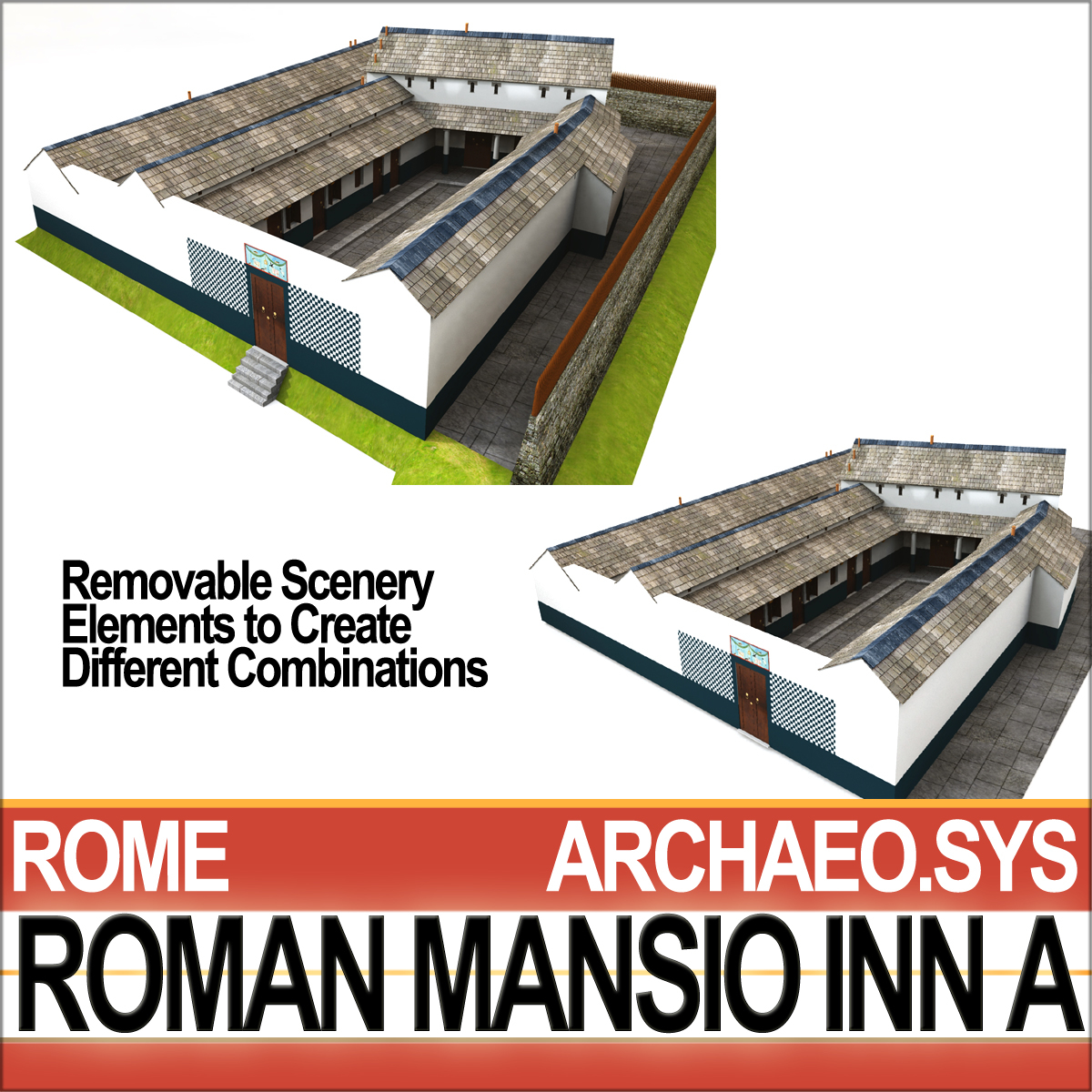 3d ancient roman mansio inn model