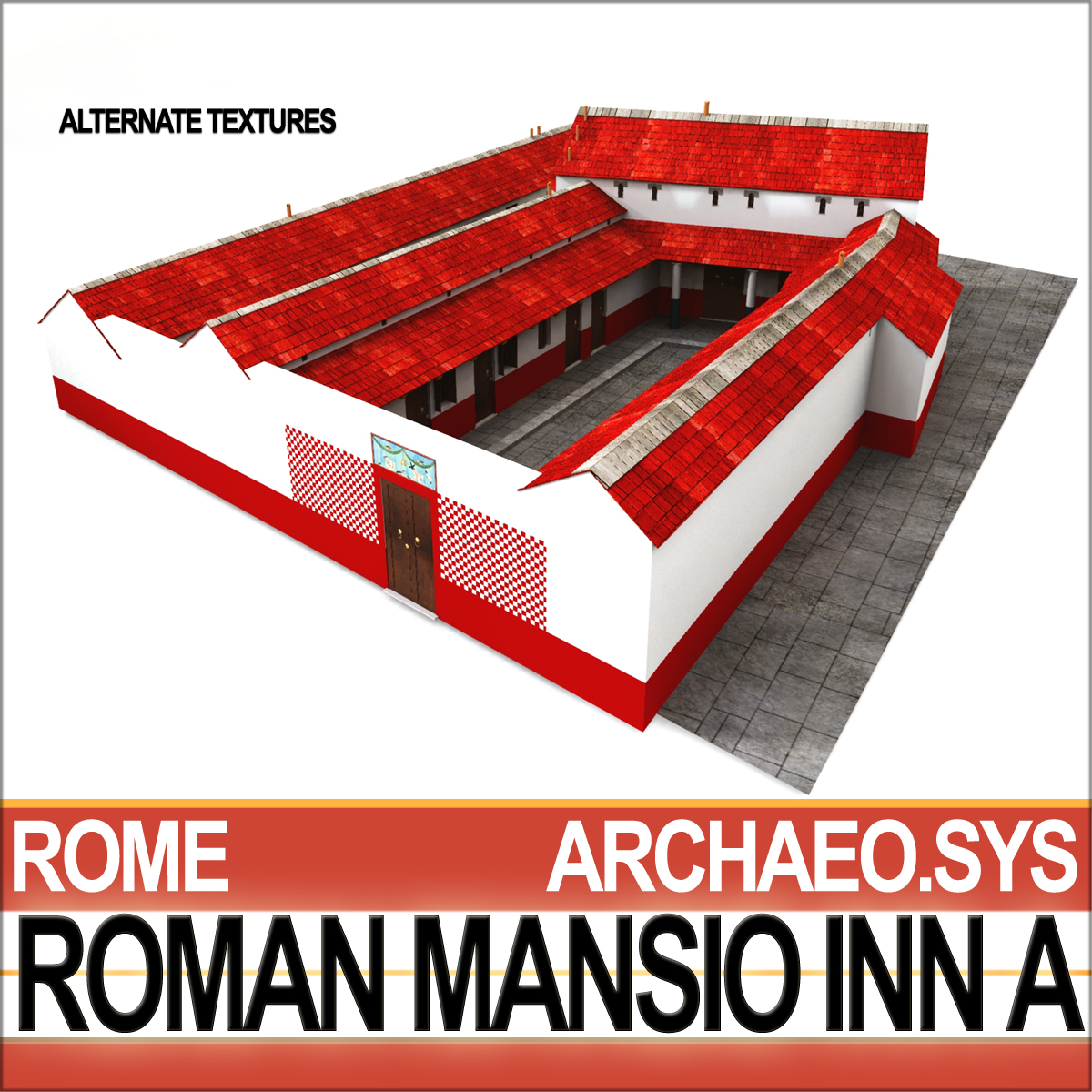 3d ancient roman mansio inn model