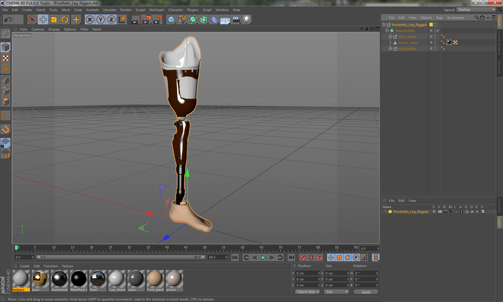 3d model prosthetic leg rigged