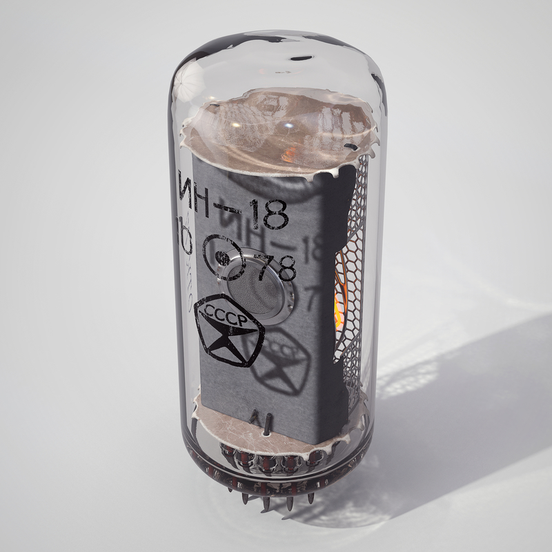 nixie tube in-18 3d max
