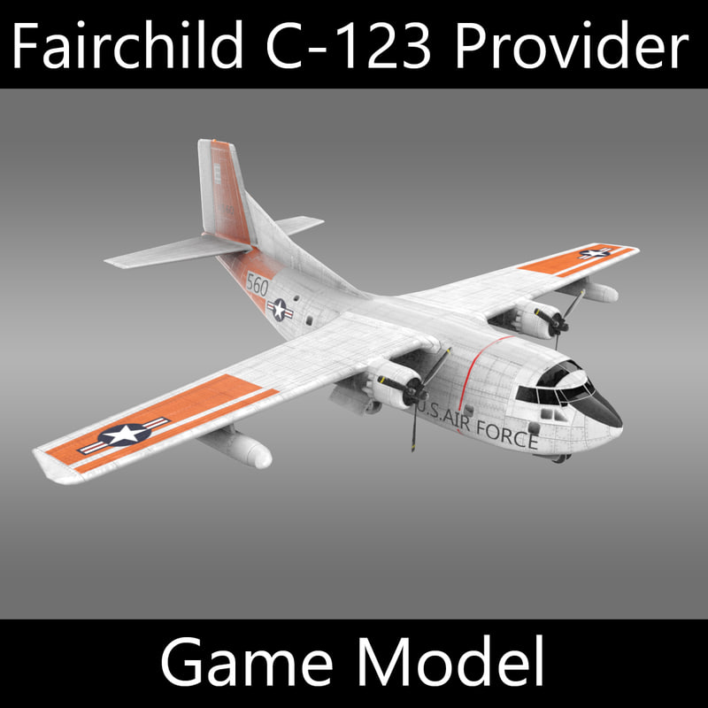 3d model fairchild c-123 provider military transport
